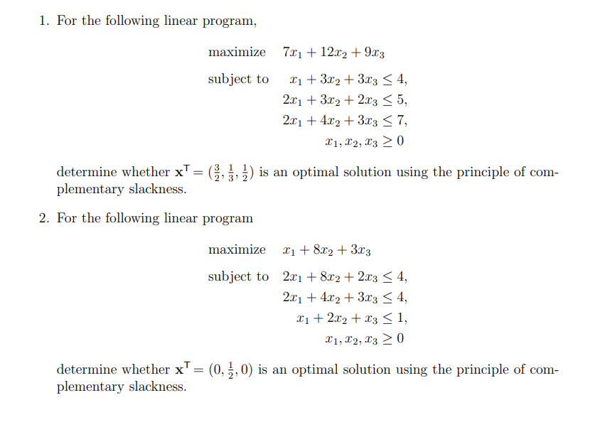 Solved For the following linear program, ﻿maximize | Chegg.com