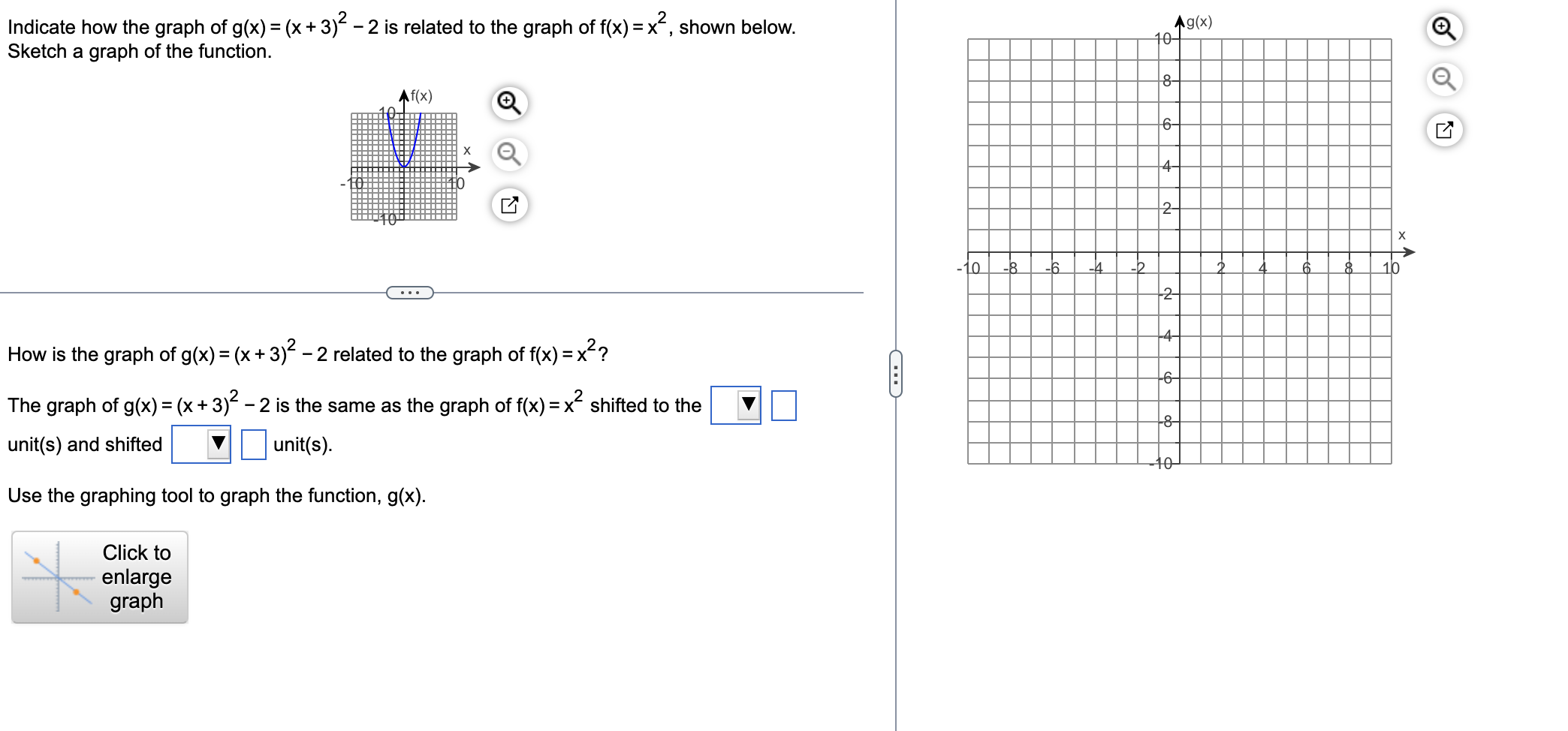 Solved Indicate how the graph of g(x)=(x+3)2-2 ﻿is related | Chegg.com