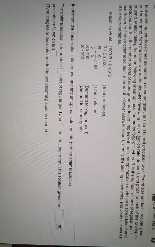 Solved b. total producting ________ a binding constraint and | Chegg.com