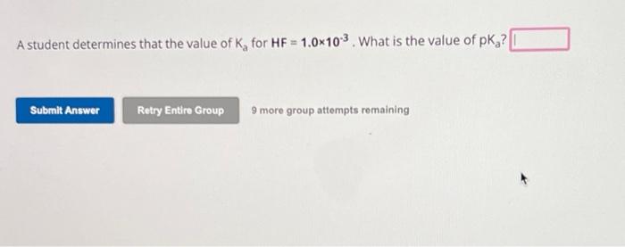 Solved A student determines that the value of Ka for | Chegg.com