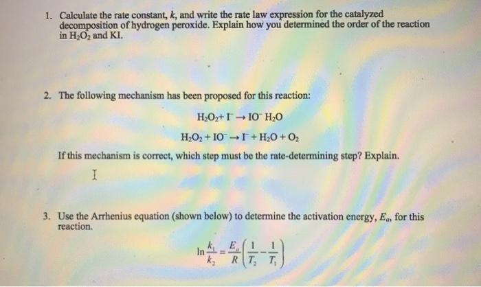 Solved Run volume of H2O2 (mL) volume of KI (mL) volume of | Chegg.com