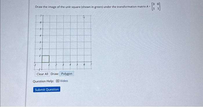 Solved Draw the image of the unit square (shown in green) | Chegg.com