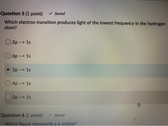 Solved Question 5 (1 point) Saved Which electron | Chegg.com