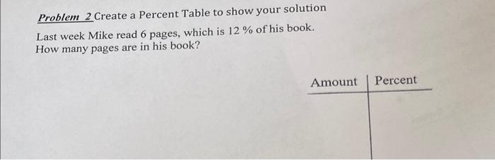 Solved Problem 2 Create a Percent Table to show your | Chegg.com