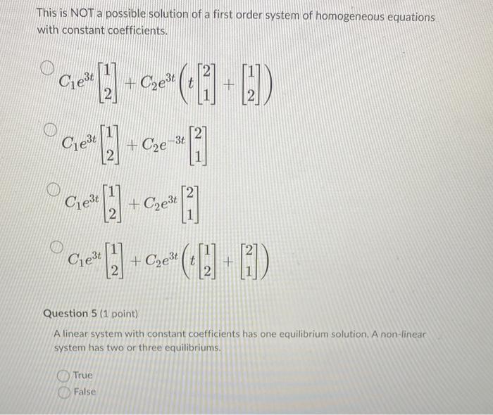 Solved This is NOT a possible solution of a first order | Chegg.com