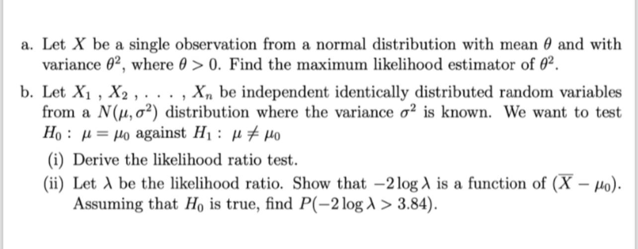 Solved a. ﻿Let x ﻿be a single observation from a normal | Chegg.com