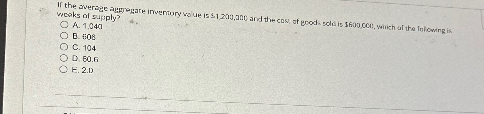 Solved If the average aggregate inventory value is | Chegg.com