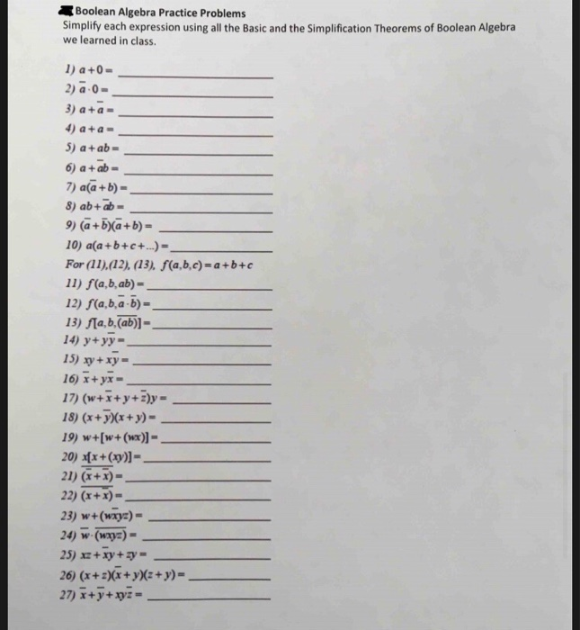 Solved Simplify each expression using all the Basic and the | Chegg.com