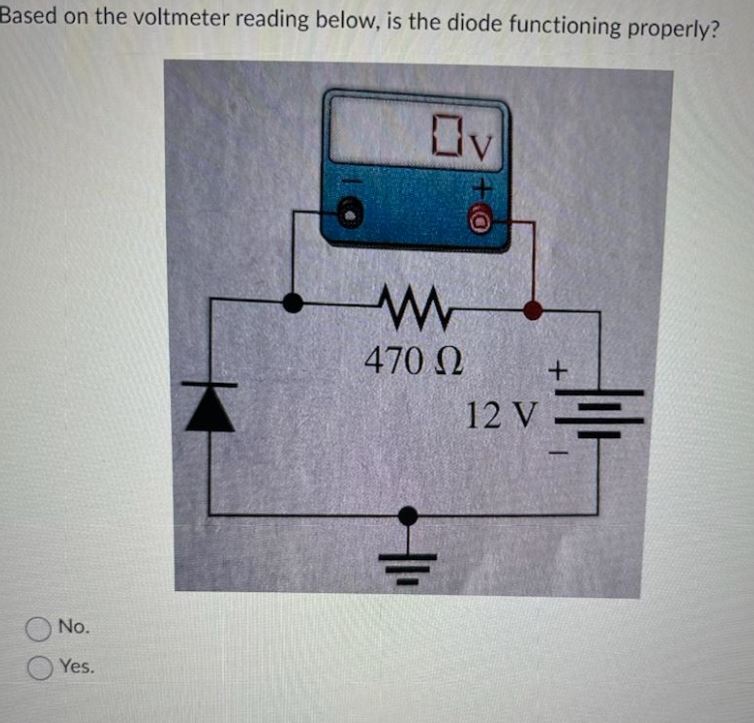 Solved Based on the voltmeter reading below, is the diode | Chegg.com
