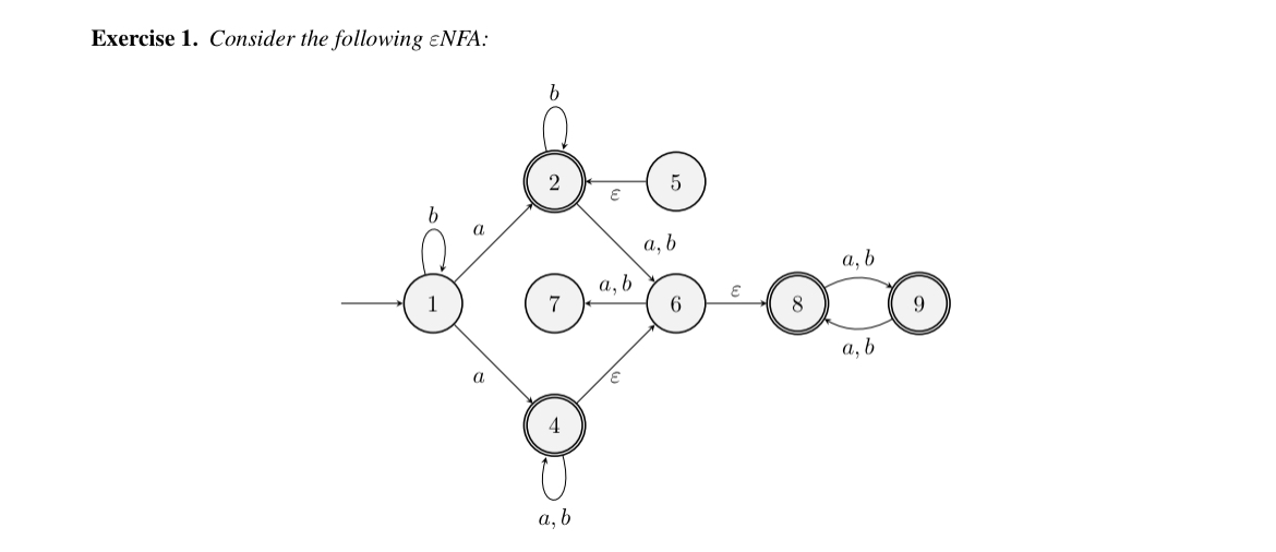 Solved Exercise 1. Consider the following εNFA :b) Give | Chegg.com Solved Exercise 1. Consider the following εNFA :b) Give | Chegg.com