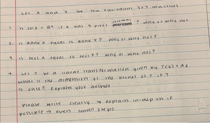 Solved x be Lex x calis X and row equavaneni 5x1 matrices X | Chegg.com