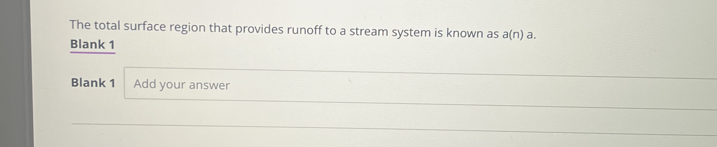 Solved The total surface region that provides runoff to a | Chegg.com