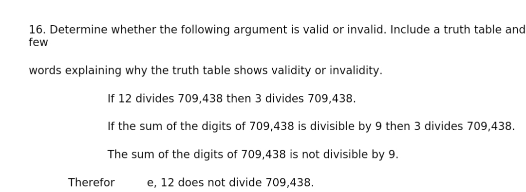 Solved Determine whether the following argument is valid or | Chegg.com