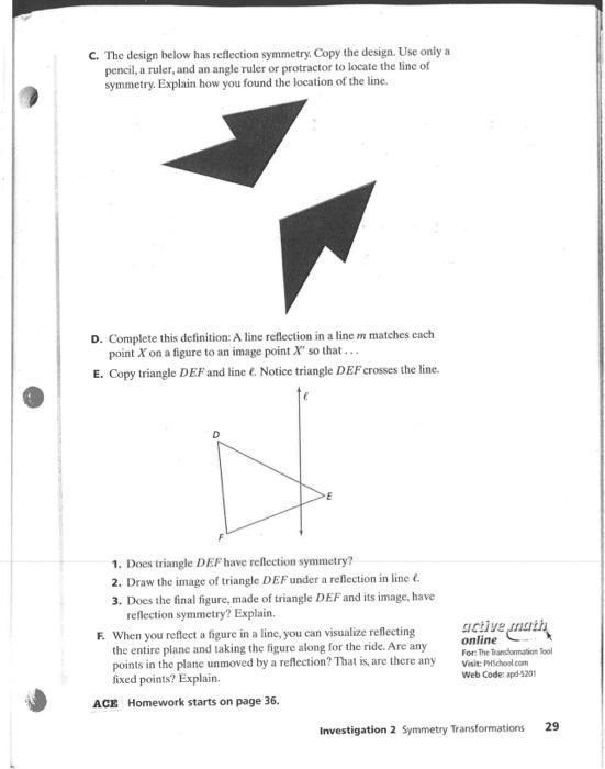 Solved 1 Describing Line Reflections Transformations that | Chegg.com