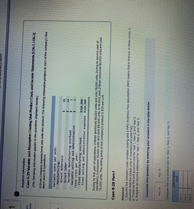Solved LUIELLUN Required Information Case 6 29 Variable and | Chegg.com