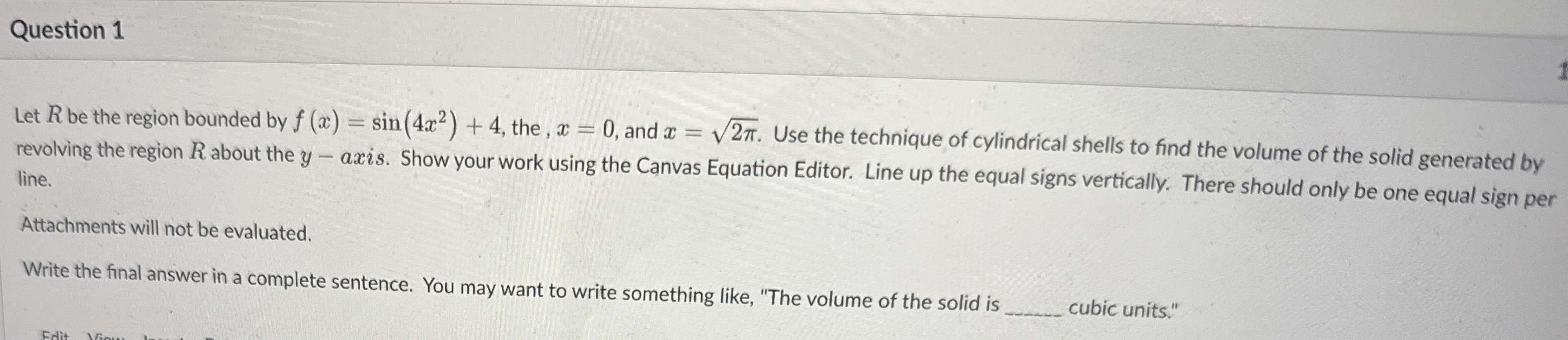 Solved Question 1Let R ﻿be the region bounded by | Chegg.com