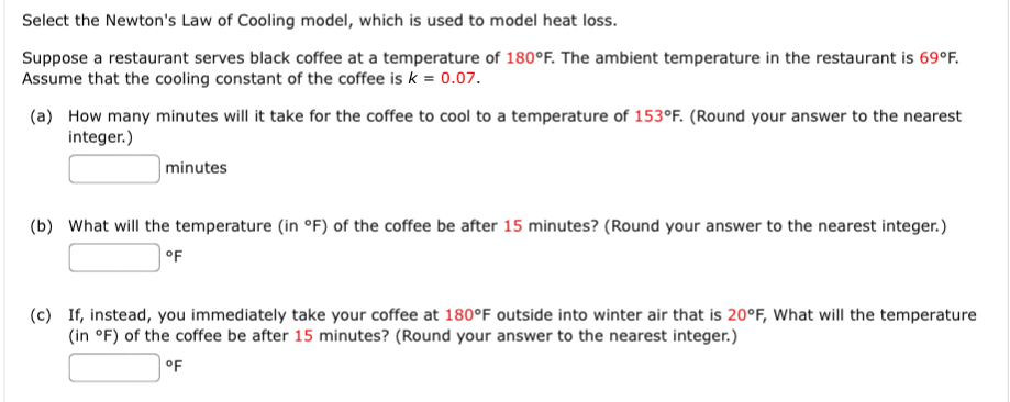 Solved Select the Newton's Law of Cooling model, which is | Chegg.com