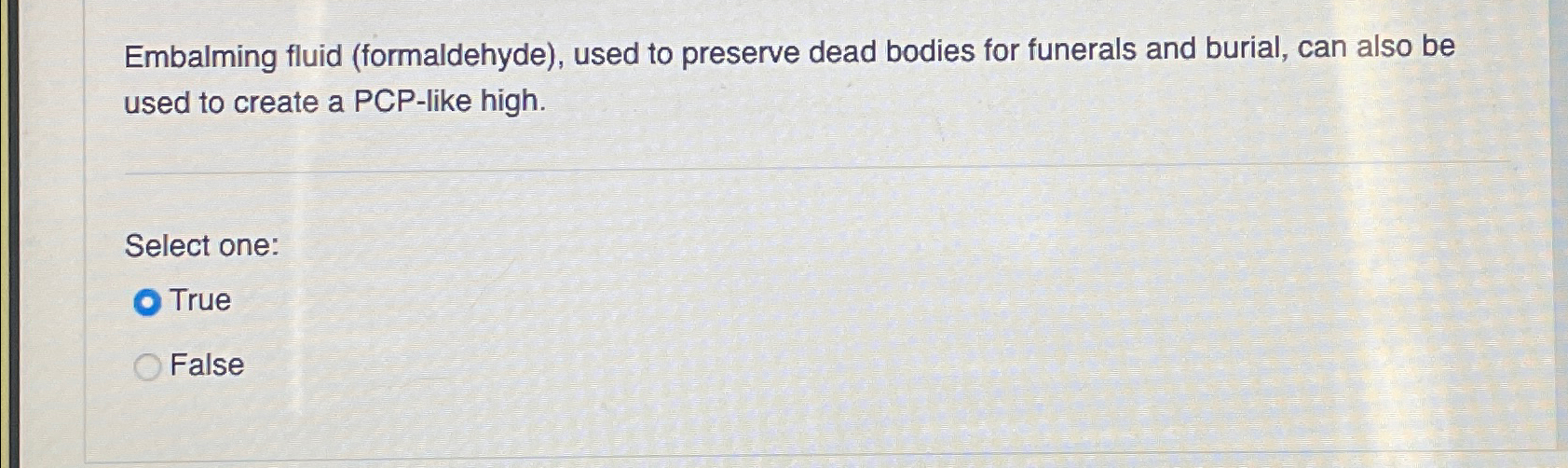 Solved Embalming fluid (formaldehyde), ﻿used to preserve | Chegg.com