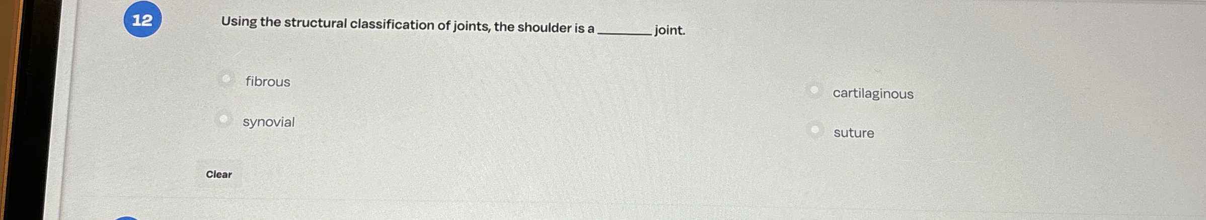 Solved (12) ﻿Using the structural classification of joints, | Chegg.com
