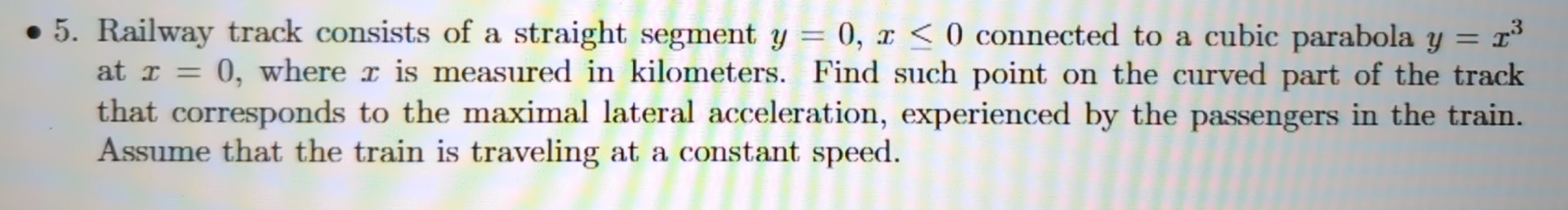 Solved Railway track consists of a straight segment y=0,x≤0 | Chegg.com