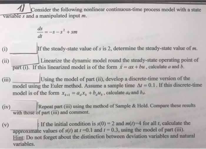 1) Consider the following nonlinear continuous-time | Chegg.com