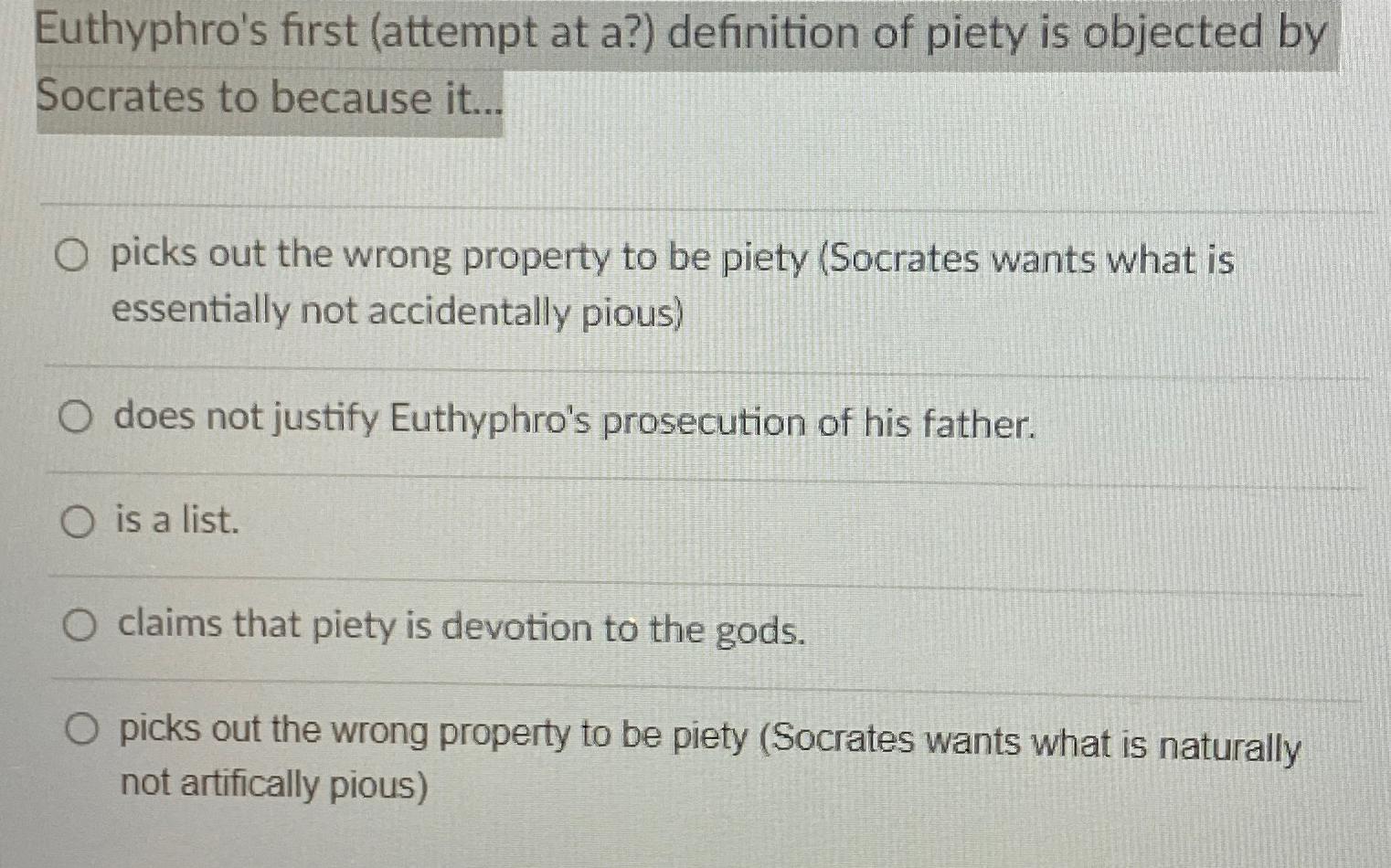Solved Euthyphro's first (attempt at a?) ﻿definition of | Chegg.com