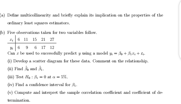 Solved Define multicollinearity and briefly explain its | Chegg.com