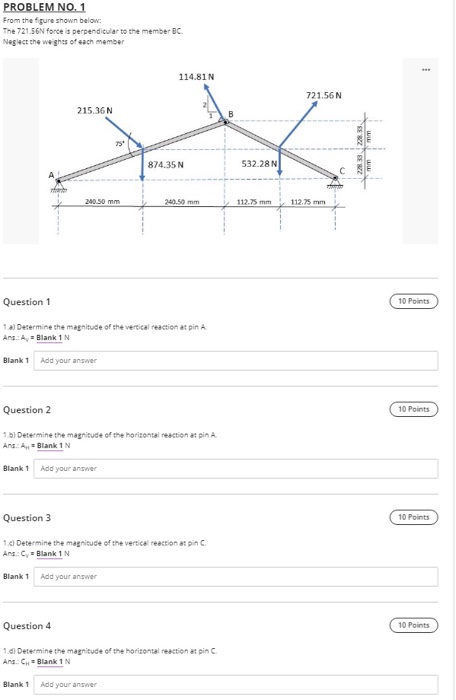 Solved PROBLEM NO.1 From the figure shown below: The 721.56N | Chegg.com