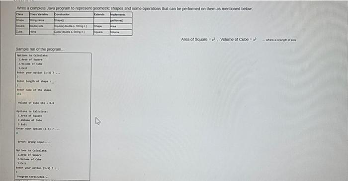 Solved Write a complete Java program to represent geometric | Chegg.com
