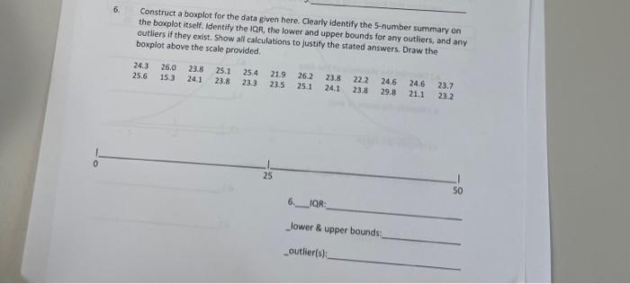 Solved 6 Construct A Boxplot For The Data Given Here