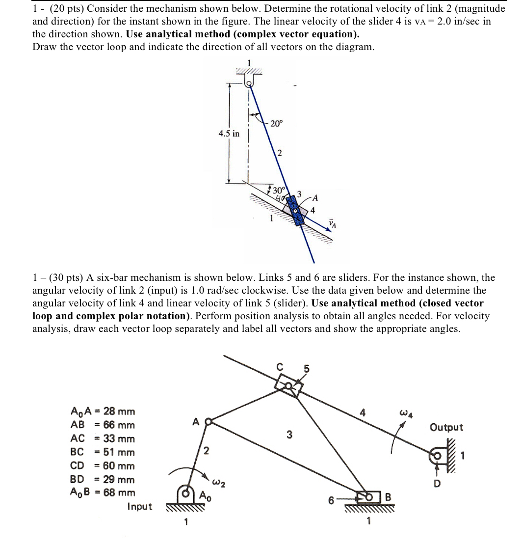 1 - (20 ﻿pts) ﻿Consider the mechanism shown below. | Chegg.com