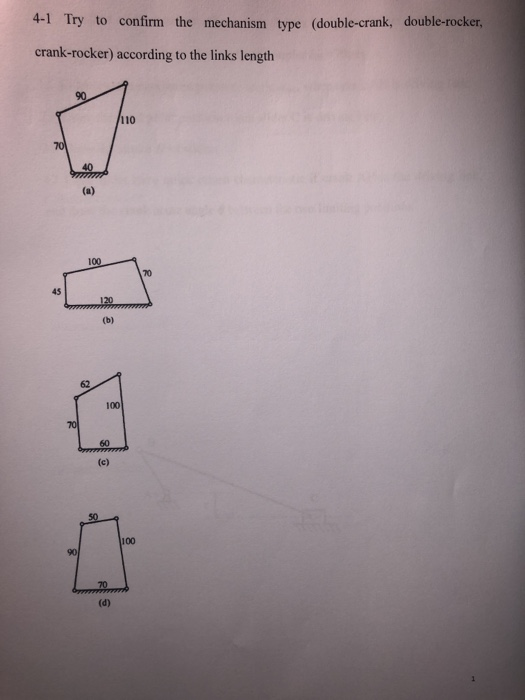 Solved 4-1 Try to confirm the mechanism type (double-crank, | Chegg.com