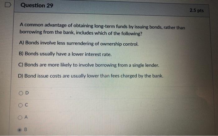 Solved A common advantage of obtaining long-term funds by | Chegg.com