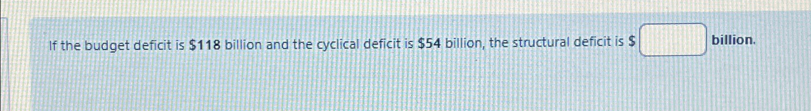 Solved If the budget deficit is $118 ﻿billion and the | Chegg.com