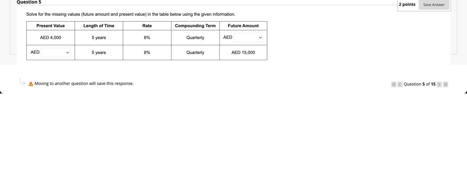 Solved Question 52 ﻿pointsSave AnswerSolve for the missing | Chegg.com