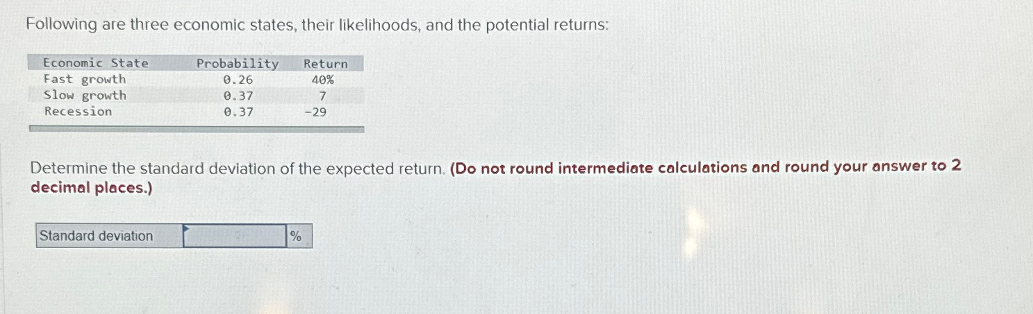 Following are three economic states, their | Chegg.com