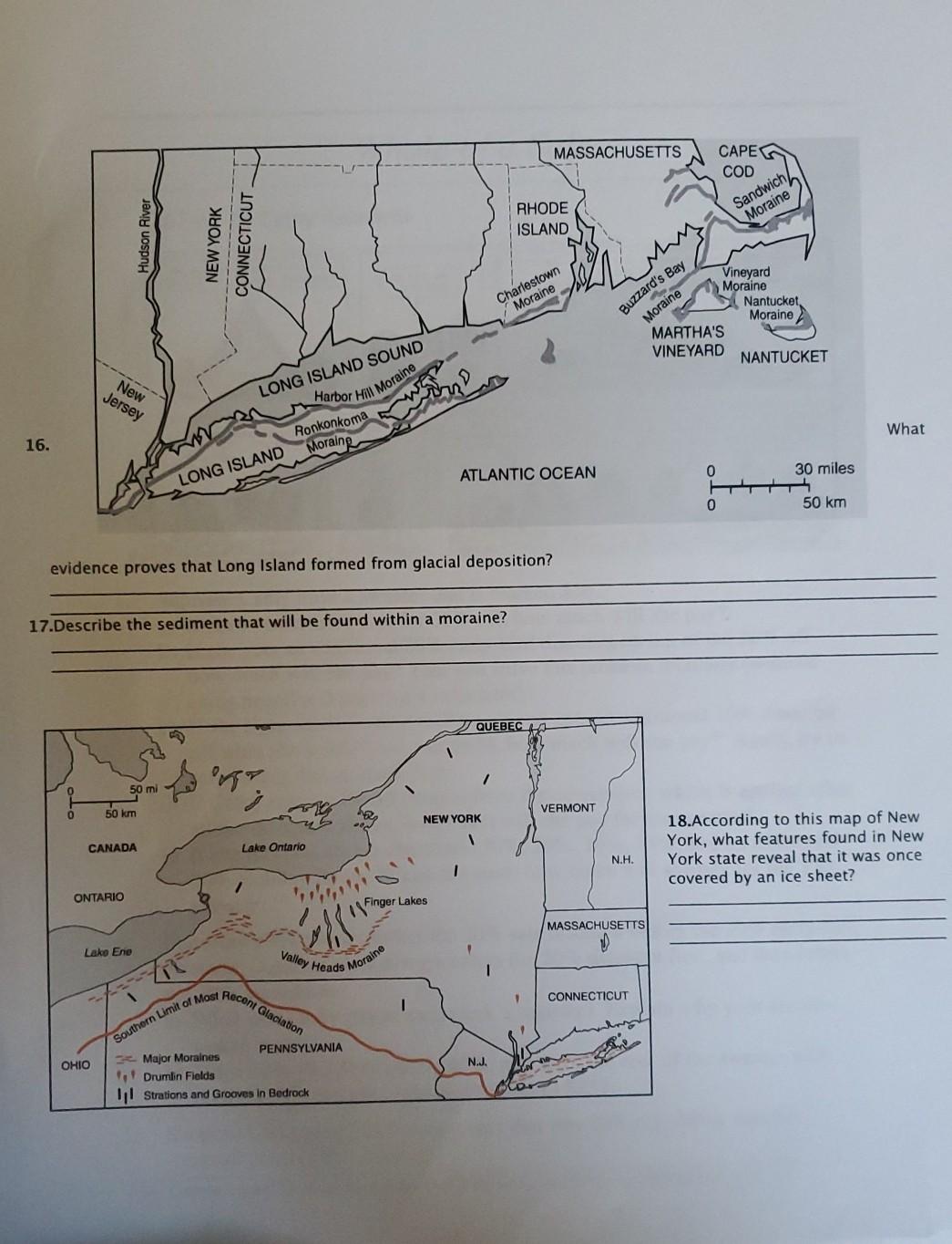 Solved MASSACHUSETTS CAPE COD RHODE ISLAND Sandwich Moraine | Chegg.com