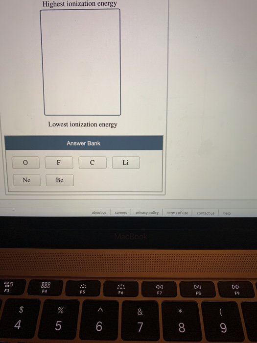 Solved Highest ionization energy Lowest ionization energy | Chegg.com