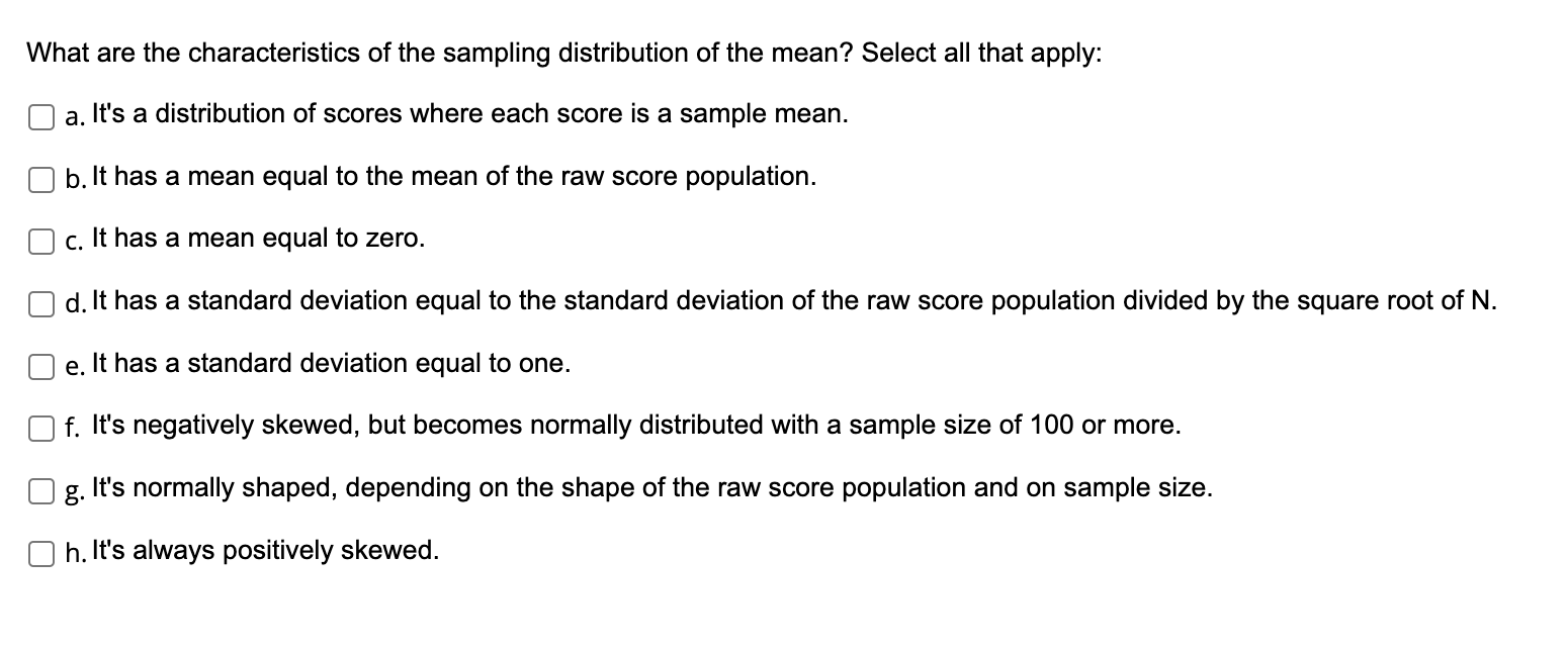 Solved What are the characteristics of the sampling | Chegg.com