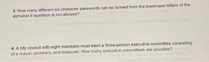 Solved 3. How many different six-character passwords can be | Chegg.com