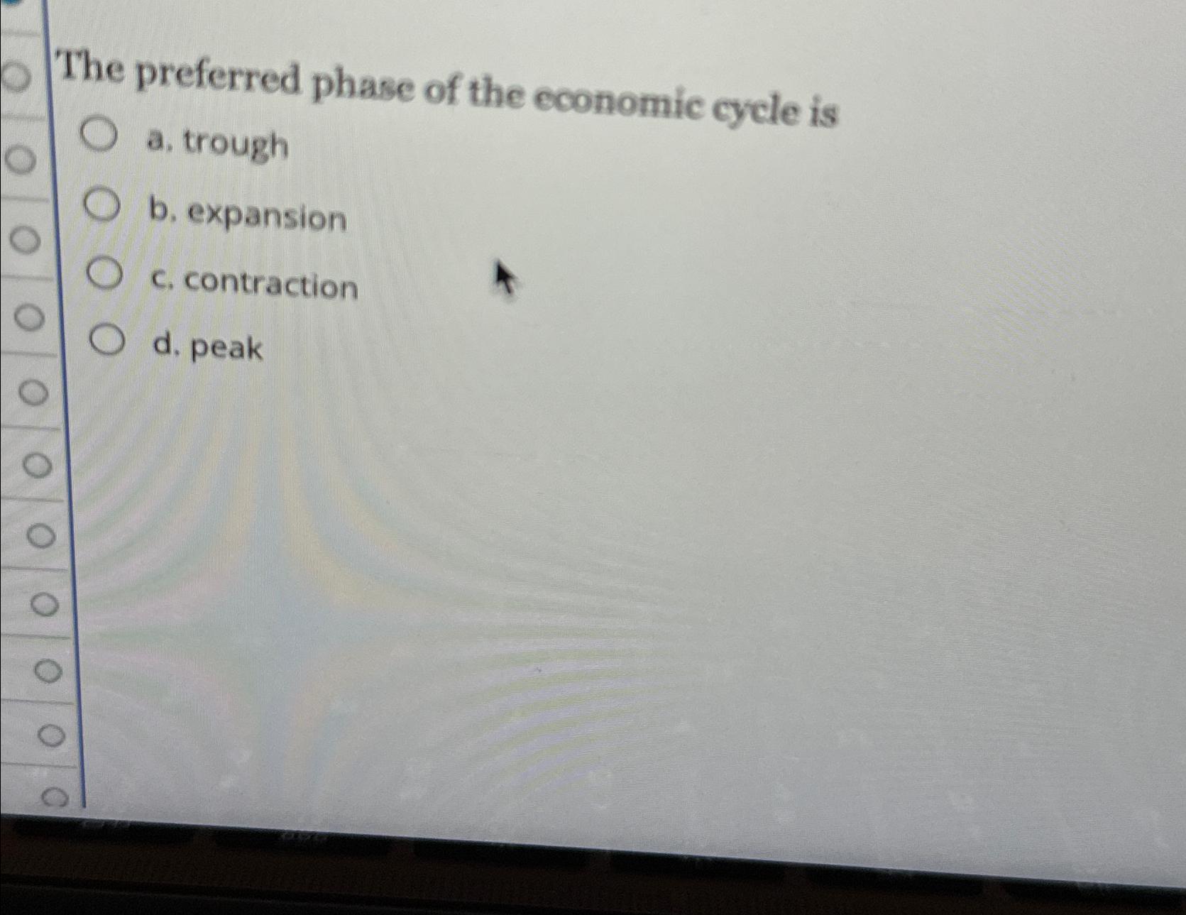 Solved The Preferred Phase Of The Economic Cycle Isa