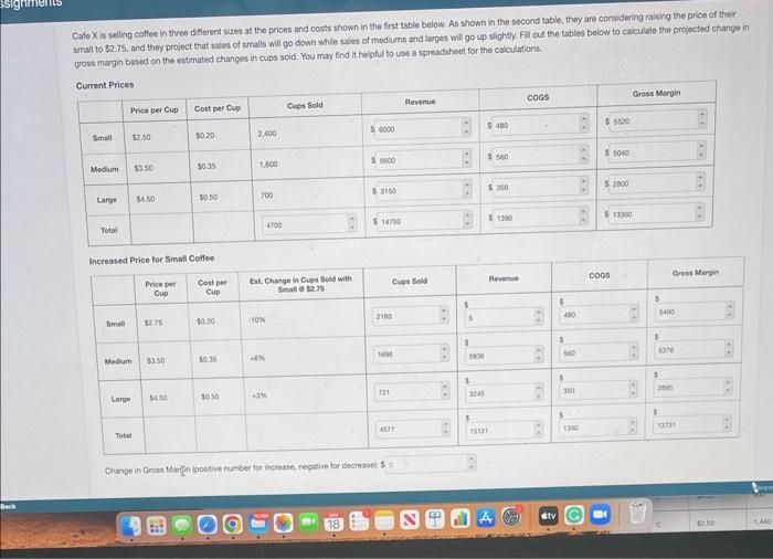 Solved change in gross margin (positive number for increase, | Chegg.com