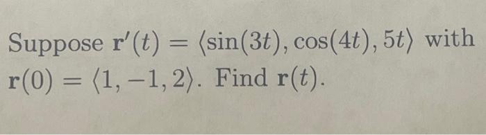 Solved Suppose r′(t)= sin(3t),cos(4t),5t with | Chegg.com