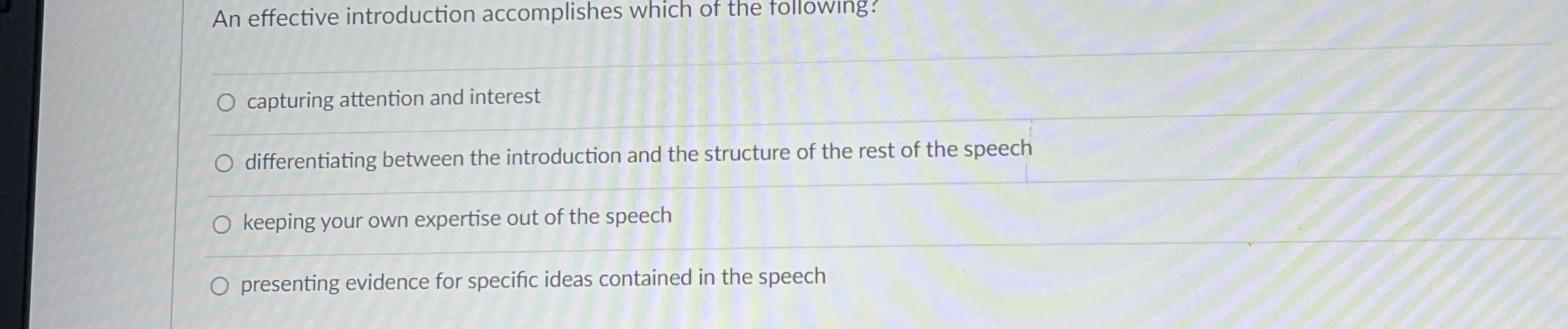 Solved An effective introduction accomplishes which of the | Chegg.com