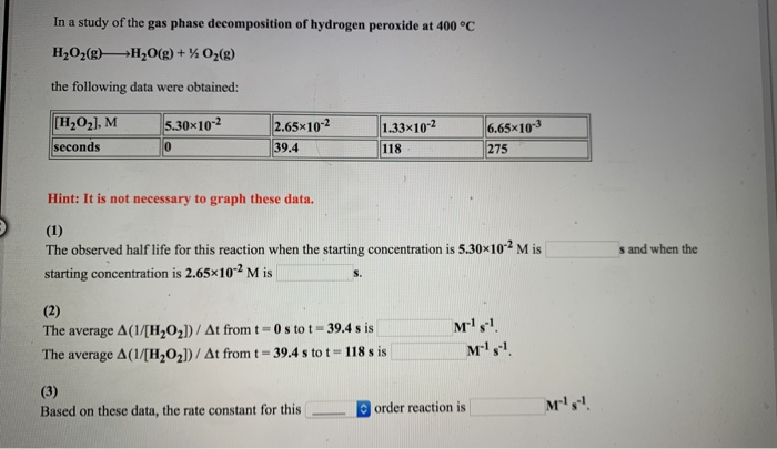 Solved In a study of the gas phase decomposition of hydrogen | Chegg.com