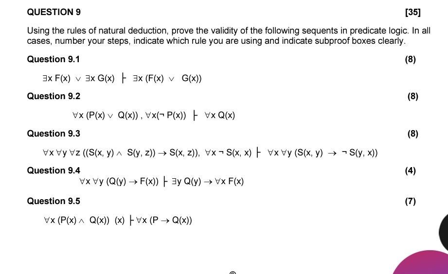 Solved QUESTION 9[35]Using the rules of natural deduction, | Chegg.com
