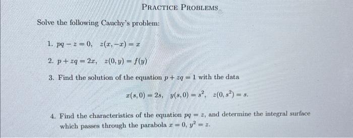 Solve the following Cauchy's problem: 1. | Chegg.com Solve the following Cauchy's problem: 1. | Chegg.com