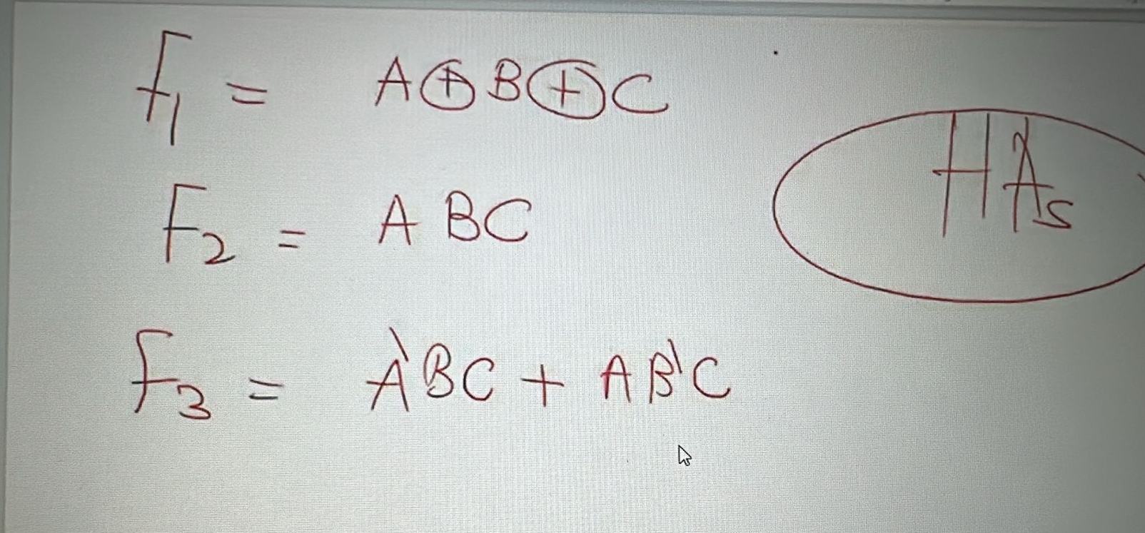 Solved f1=Ao+Bo+CF2=ABCf3=A'BC+AB'C ﻿ Design the | Chegg.com