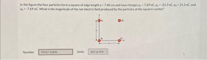 Solved In the figure the four particles form a square of | Chegg.com