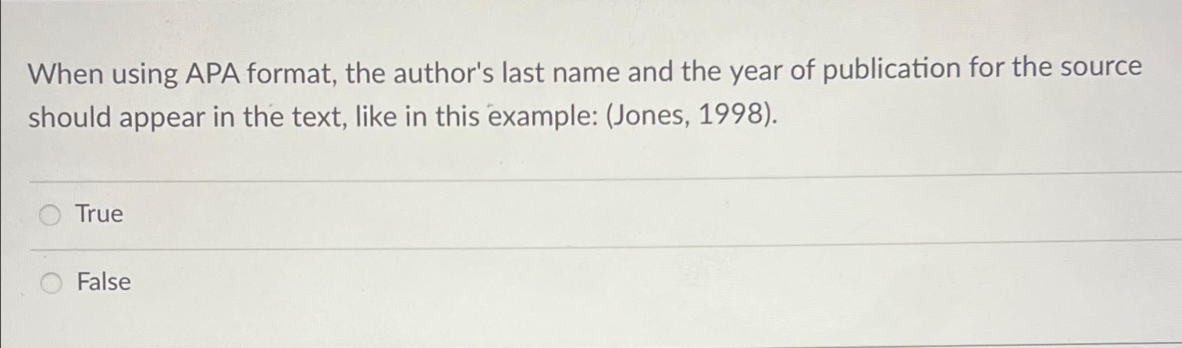 Solved When using APA format, the author's last name and the | Chegg.com